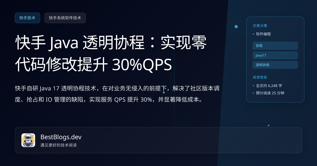 快手 Java 透明协程：实现零代码修改提升 30%QPS | BestBlogs.dev