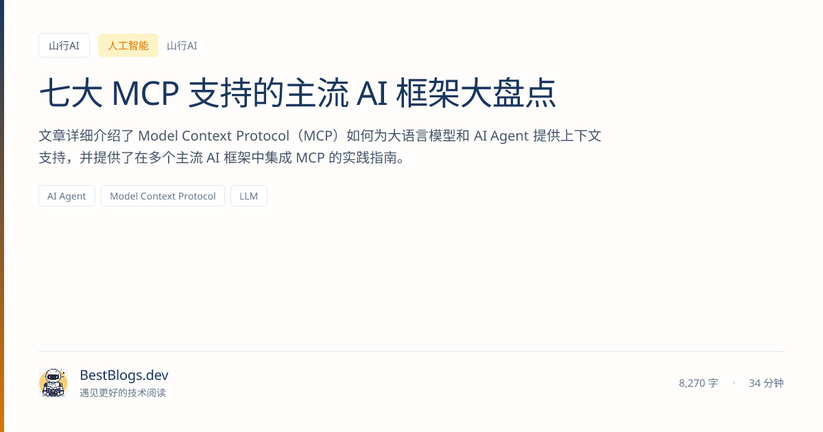 七大 MCP 支持的主流 AI 框架大盘点 | BestBlogs.dev