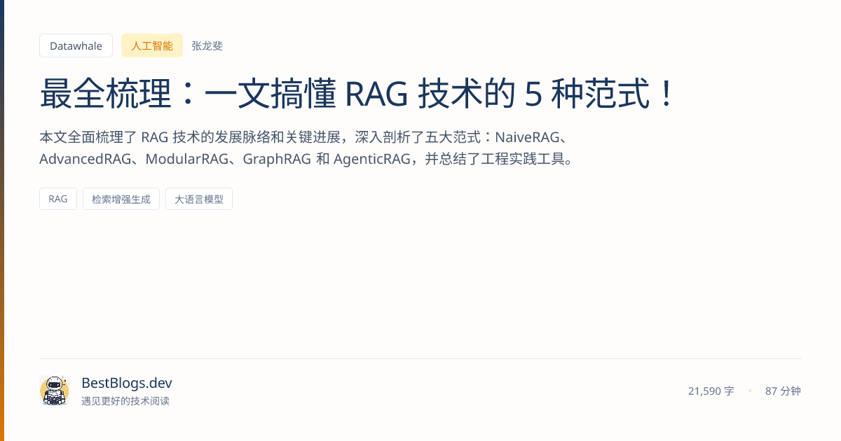最全梳理：一文搞懂 RAG 技术的 5 种范式！ | BestBlogs.dev