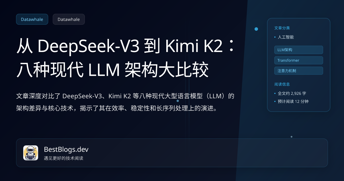 从 DeepSeek-V3 到 Kimi K2：八种现代 LLM 架构大比较 | BestBlogs.dev