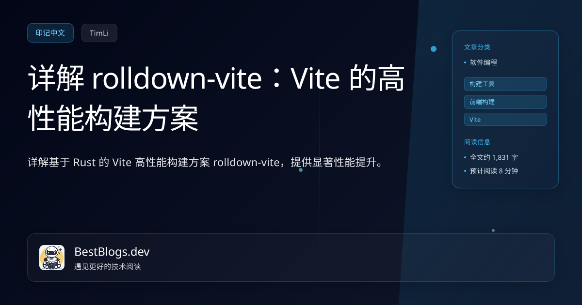 详解 rolldown-vite：Vite 的高性能构建方案 | BestBlogs.dev